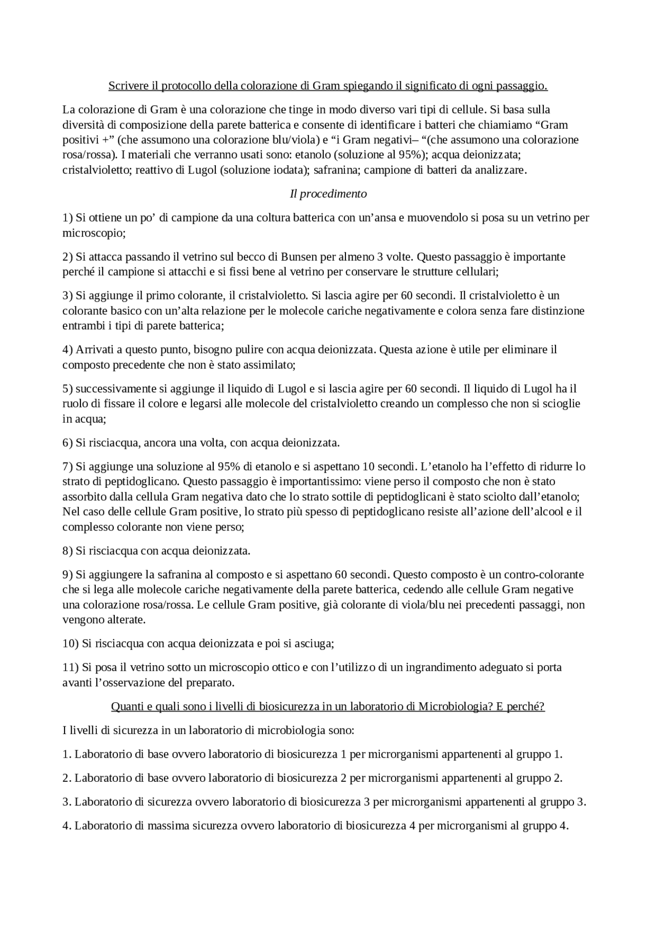 Risposte a varie domande | Traduzioni di Microbiologia | Docsity