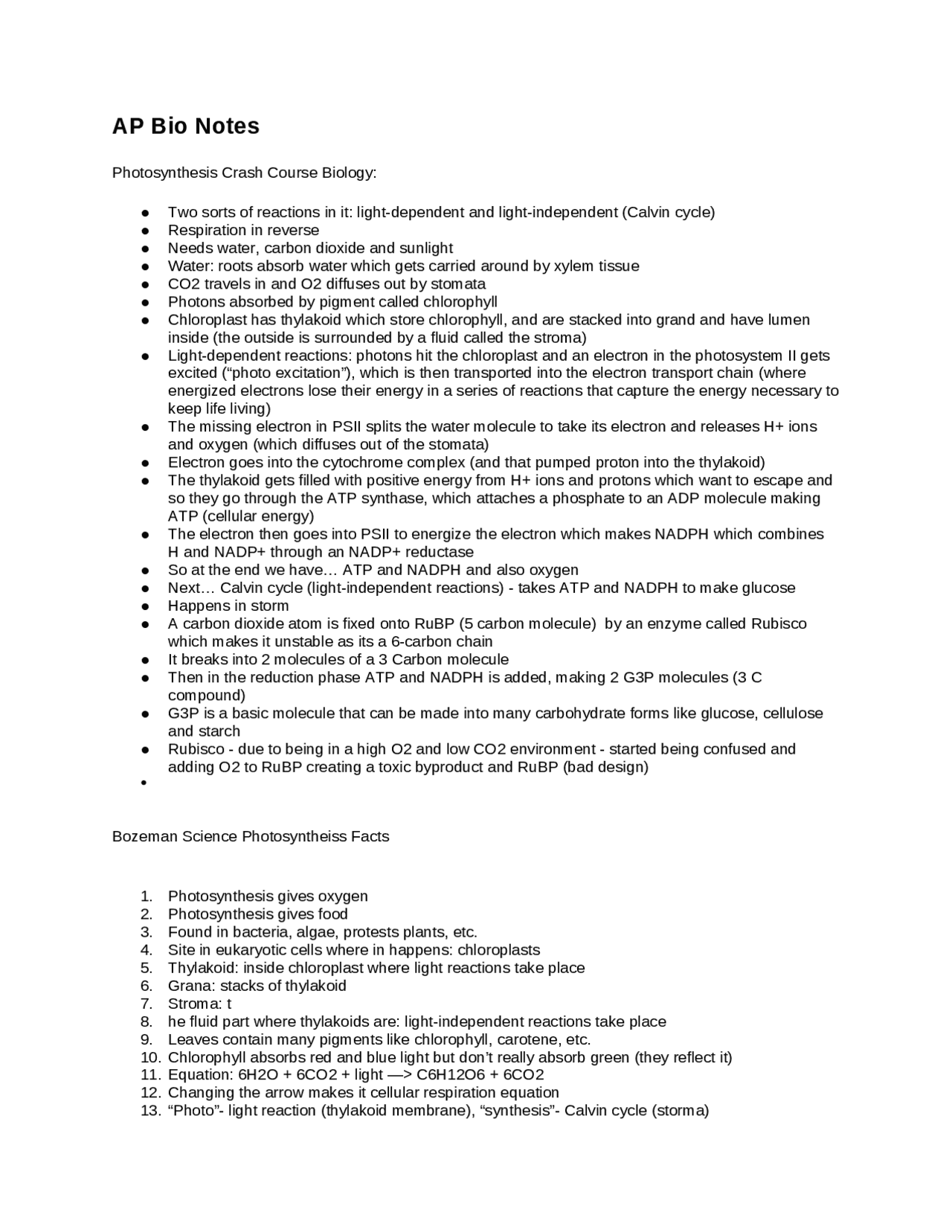 Advanced Placement Biology Notes | Study Guides, Projects, Research ...