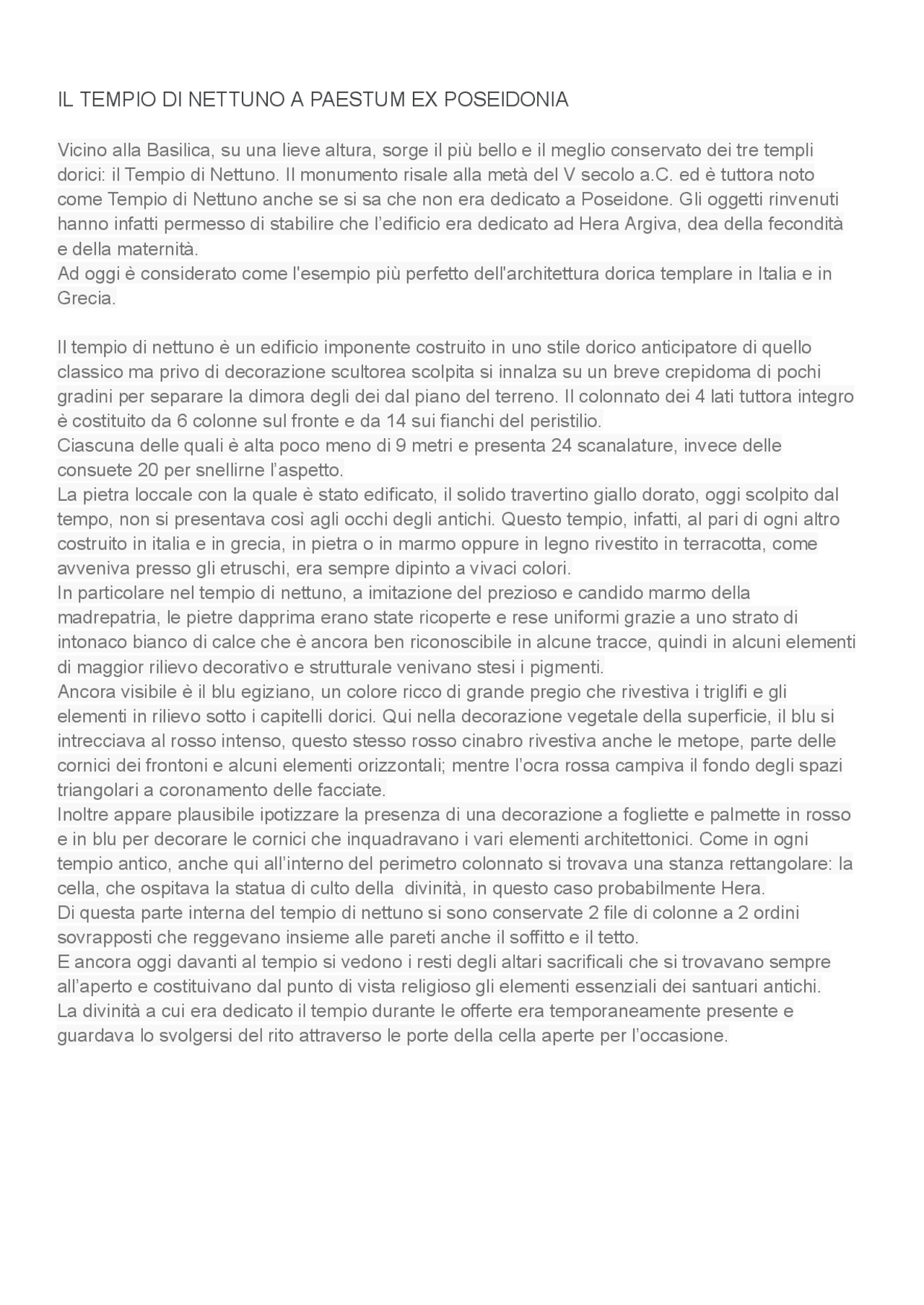 Tempio Di Nettuno Ricerca Appunti Di Arte E Territorio Docsity
