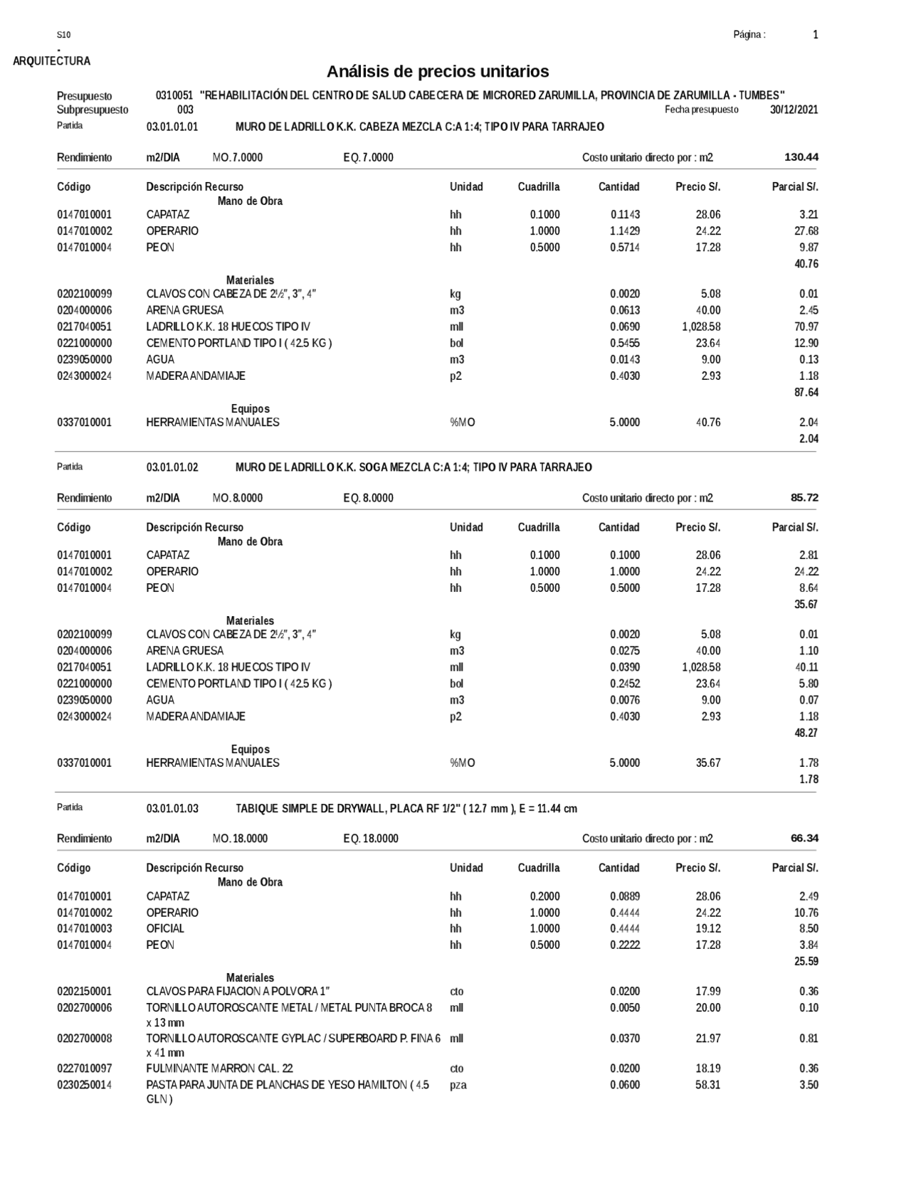 Analisis De Precio Unitario Resúmenes De Arquitectura Docsity