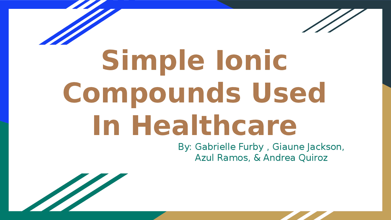 Simple Ionic Compounds Used In Healthcare | Exams Chemistry | Docsity