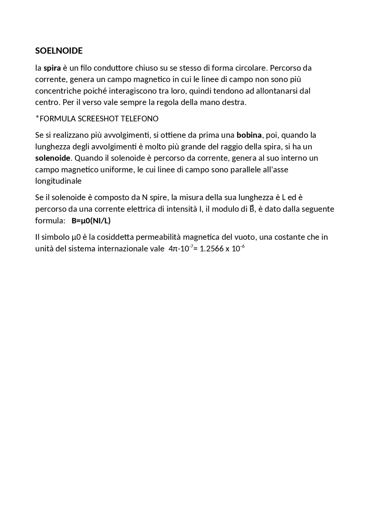 Riassunto Su Solenoidi Schemi E Mappe Concettuali Di Fisica Docsity