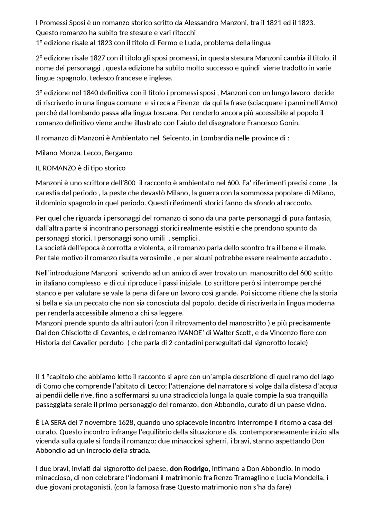 Riassunto Promessi Sposi Schemi E Mappe Concettuali Di Italiano Docsity