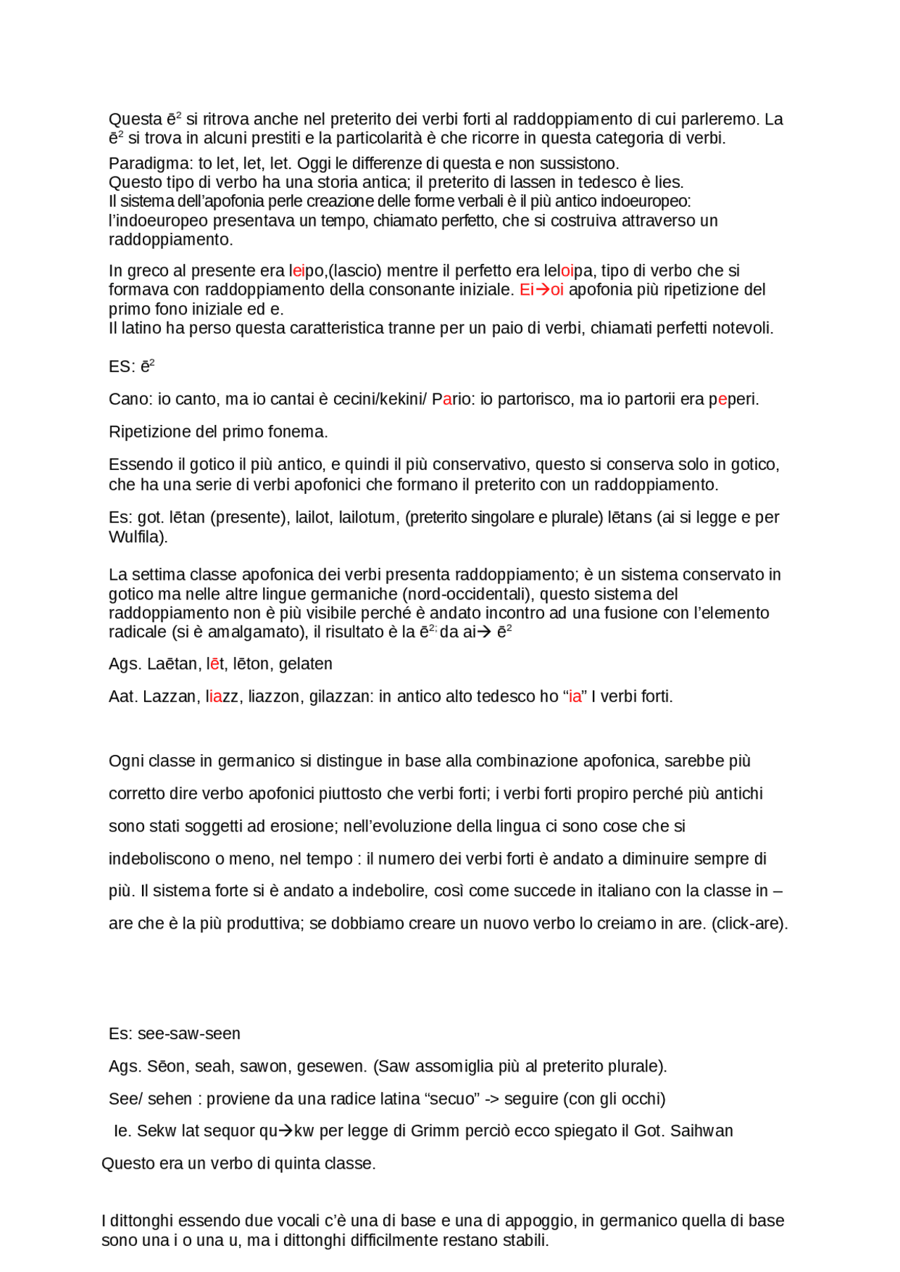 Filologia germanica : vocalismo lungo, differenza tra verbi deboli e forti, dittonghi | Appunti ...