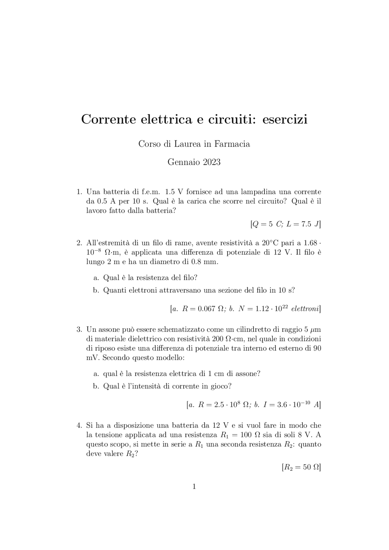 Materiale Preparazione Allesame Di Fisica Esercizi Di Fisica Docsity