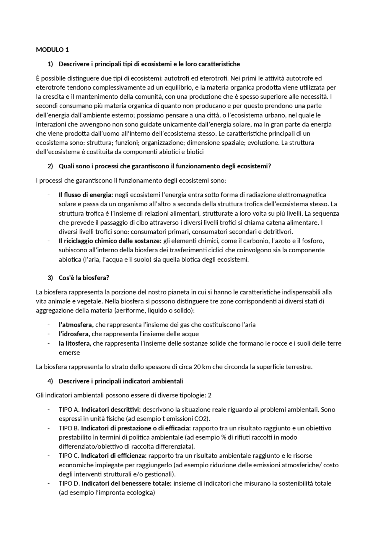 Domande aperte di Analisi di controllo ambientale | Schemi e mappe ...