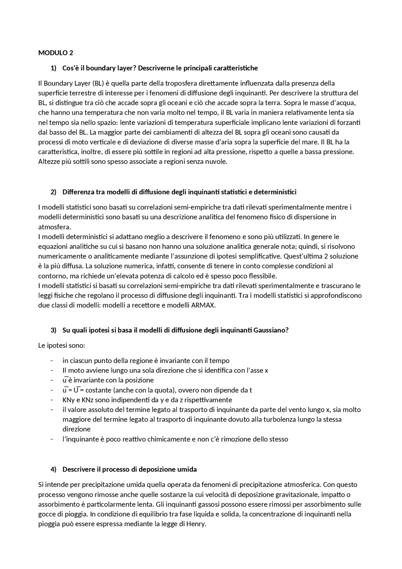 Domande aperte di Analisi di controllo ambientale | Schemi e mappe ...