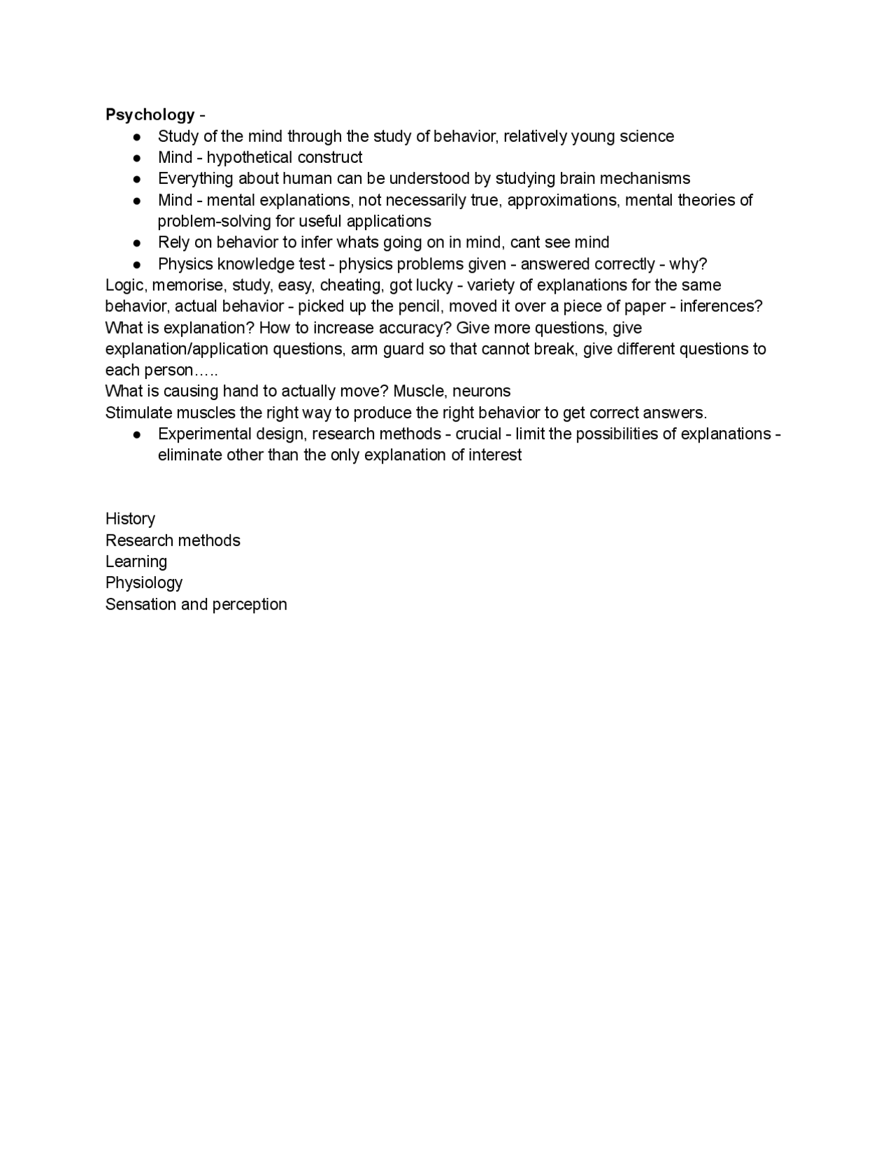 Psych Lecture 0 First Day Lecture Notes Psychology Docsity