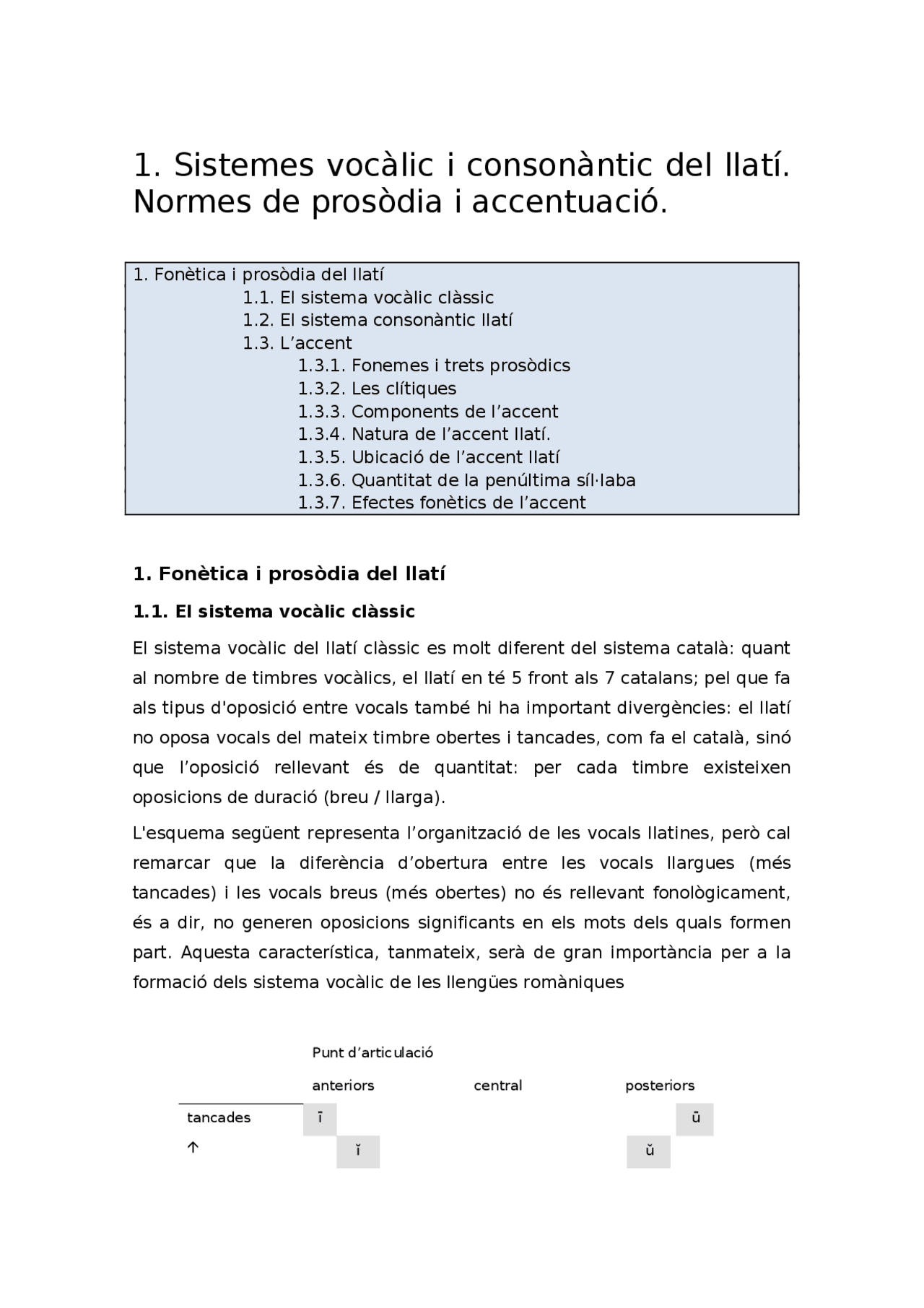 Sistema Vocàlic I Consonàntic Del Llatí Apuntes De Idioma Latín Docsity