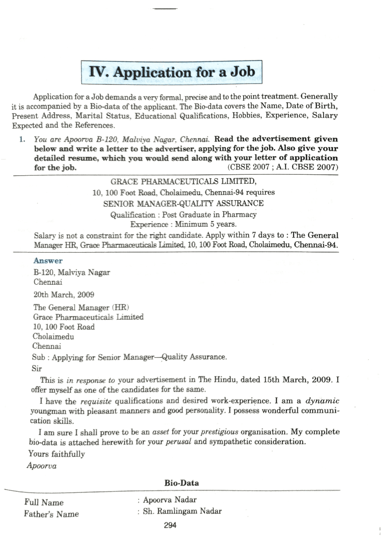 JOB APPLICATION FORMATE | Cheat Sheet English | Docsity