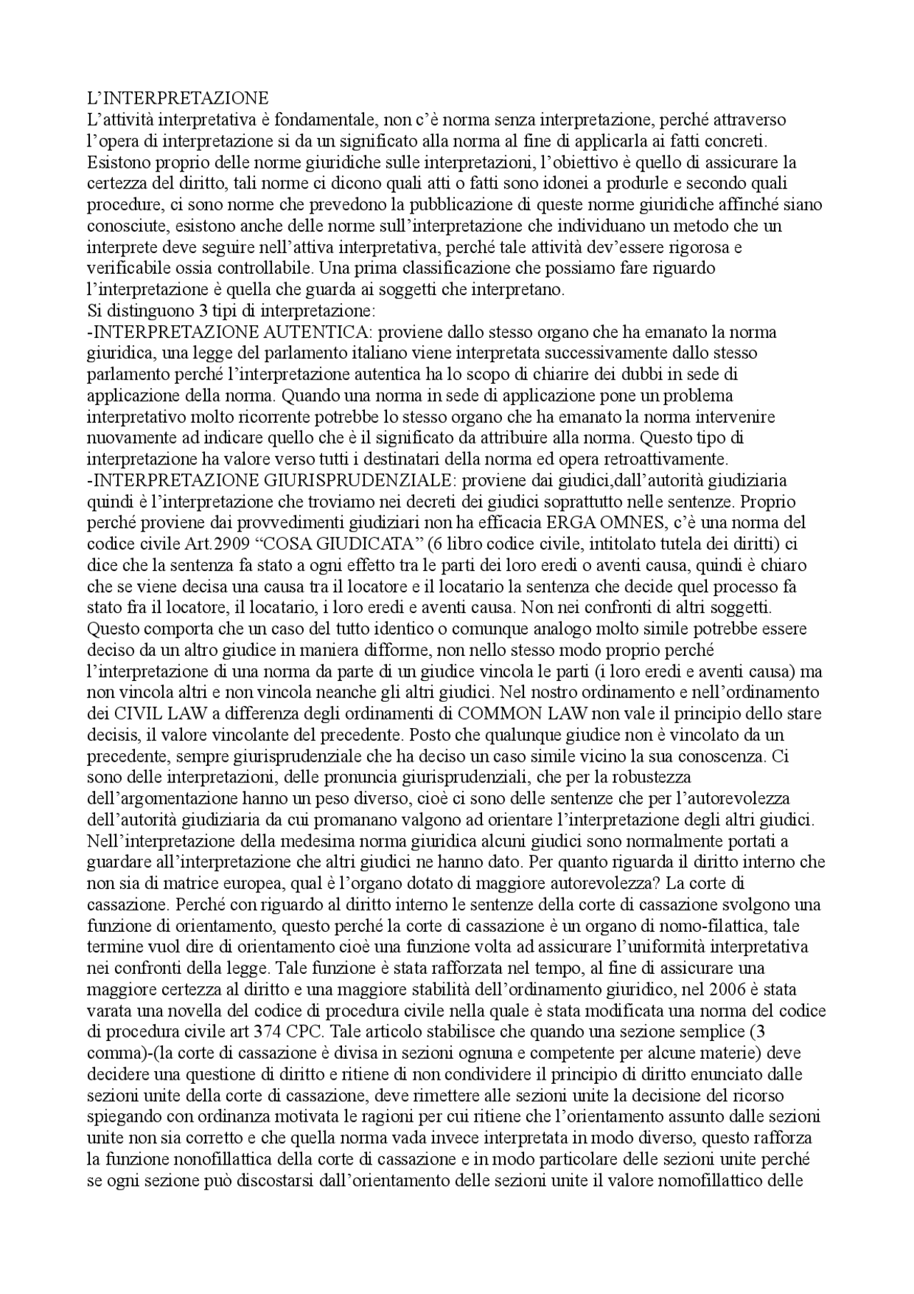 I Vari Tipi Di Interpretazione Appunti Di Diritto Privato Docsity