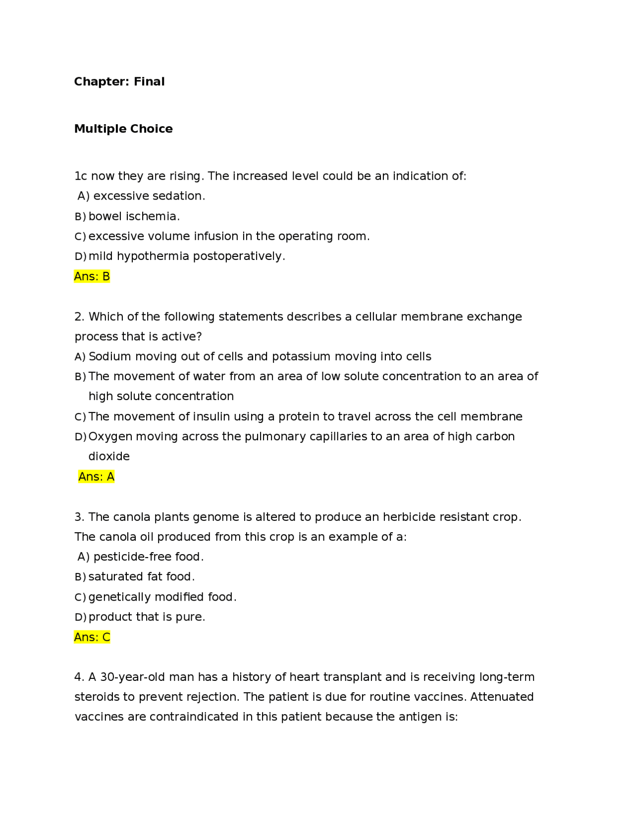 Advanced Pathophysiology Msn570 Exams Nursing Docsity