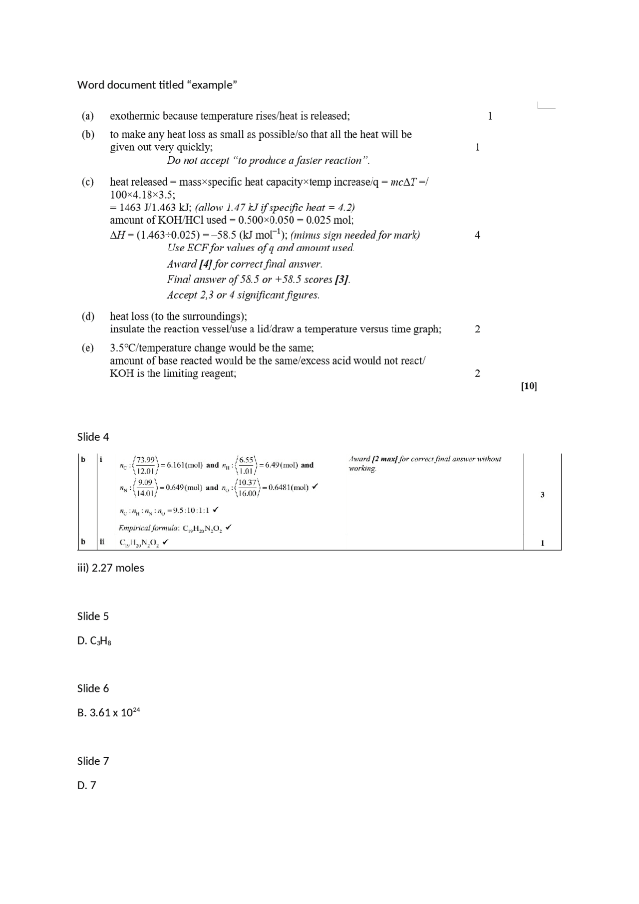 Chemistry revision q's | Cheat Sheet Chemistry | Docsity