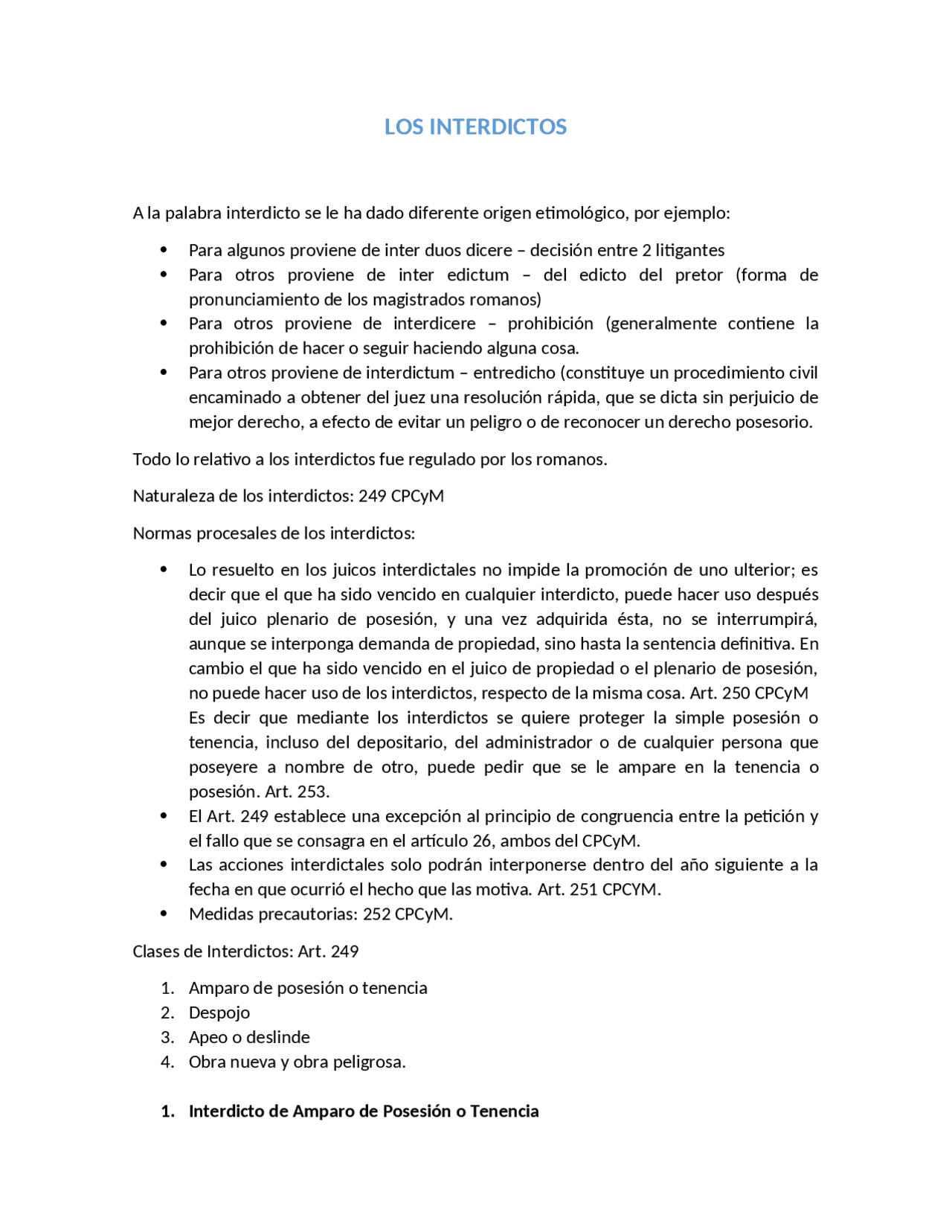 INTERDICTOS EN GUATEMALA | Apuntes de Derecho Procesal | Docsity
