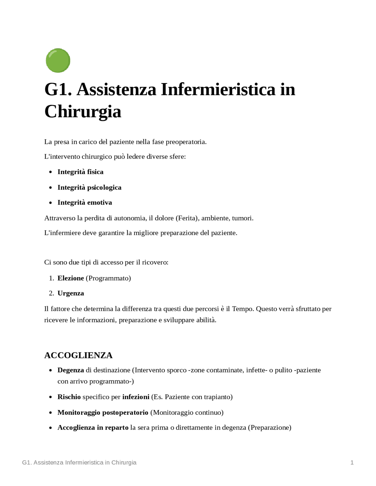 Assistenza Infermieristica in Chirurgia | Appunti di Chirurgia Generale | Docsity