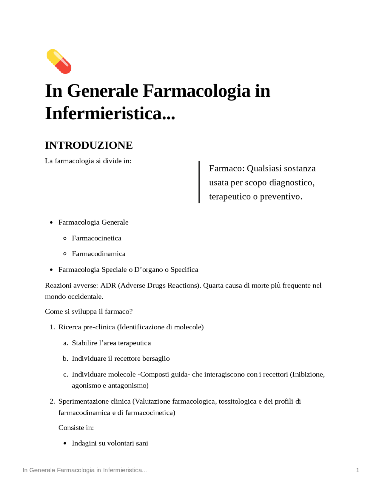 Riassunto Di Scienze Infermieristiche In Farmacologia Appunti Di