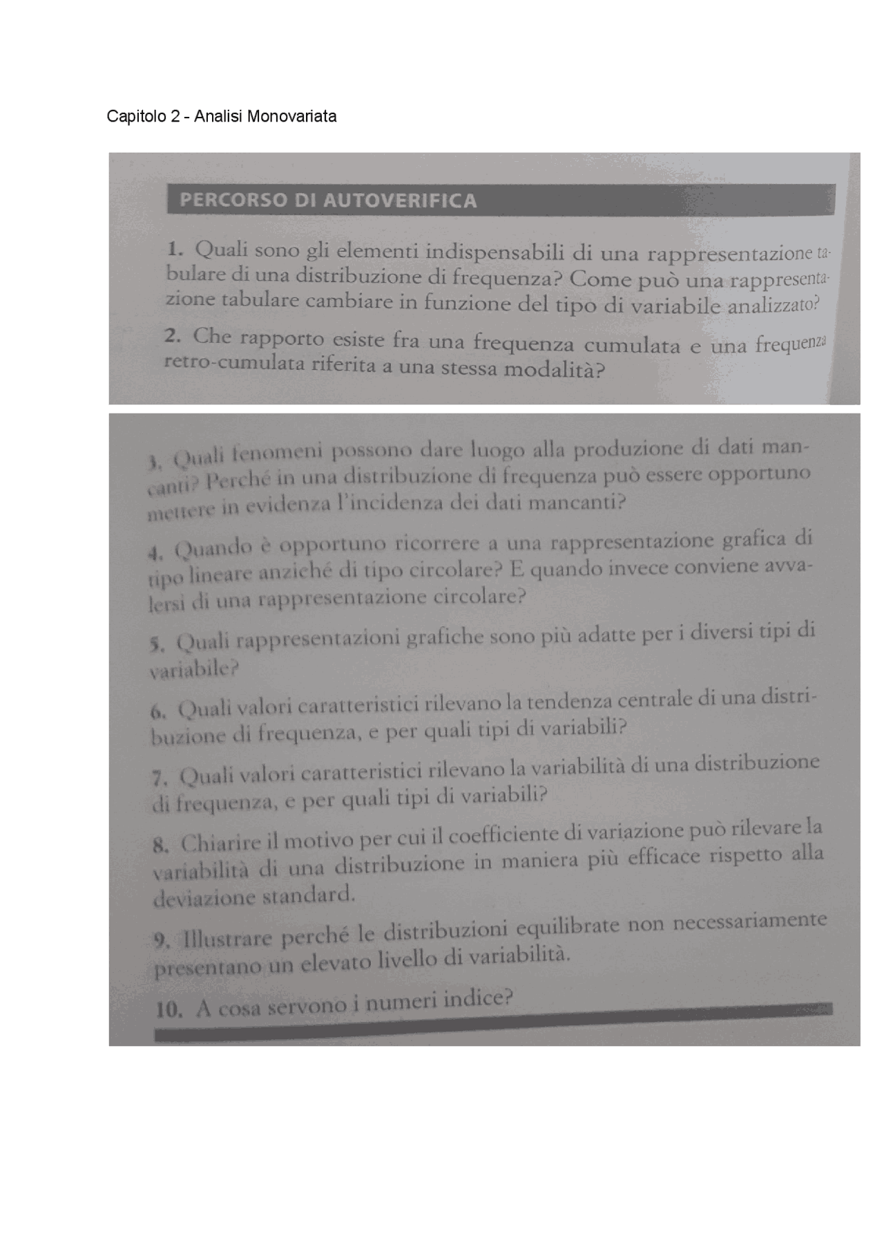 Domande di Analisi dei Dati per esame (frequentanti e Non frequentanti ...