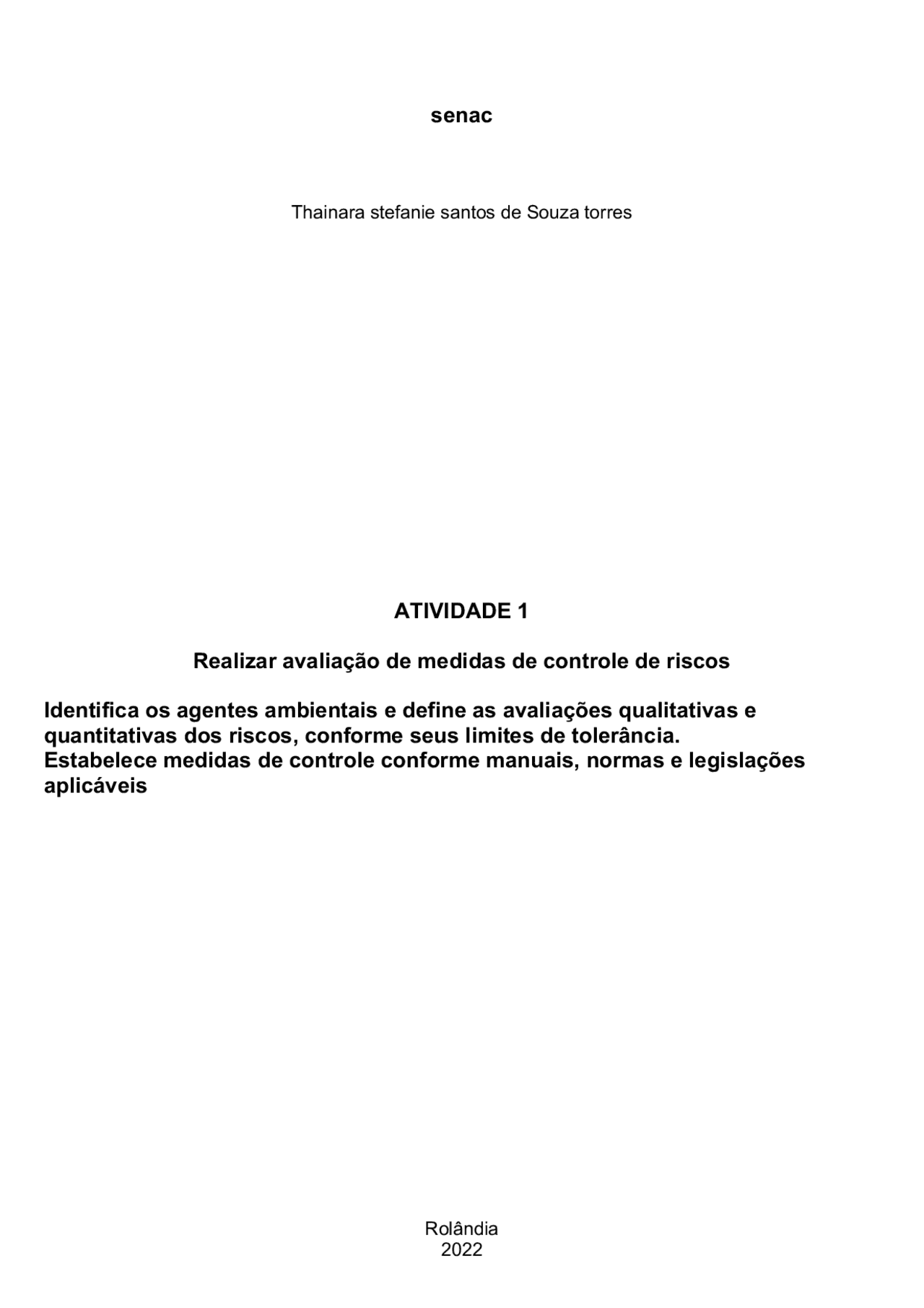 Senac Atividade 01 Uc 02 Exercícios Matérias Técnicas Docsity