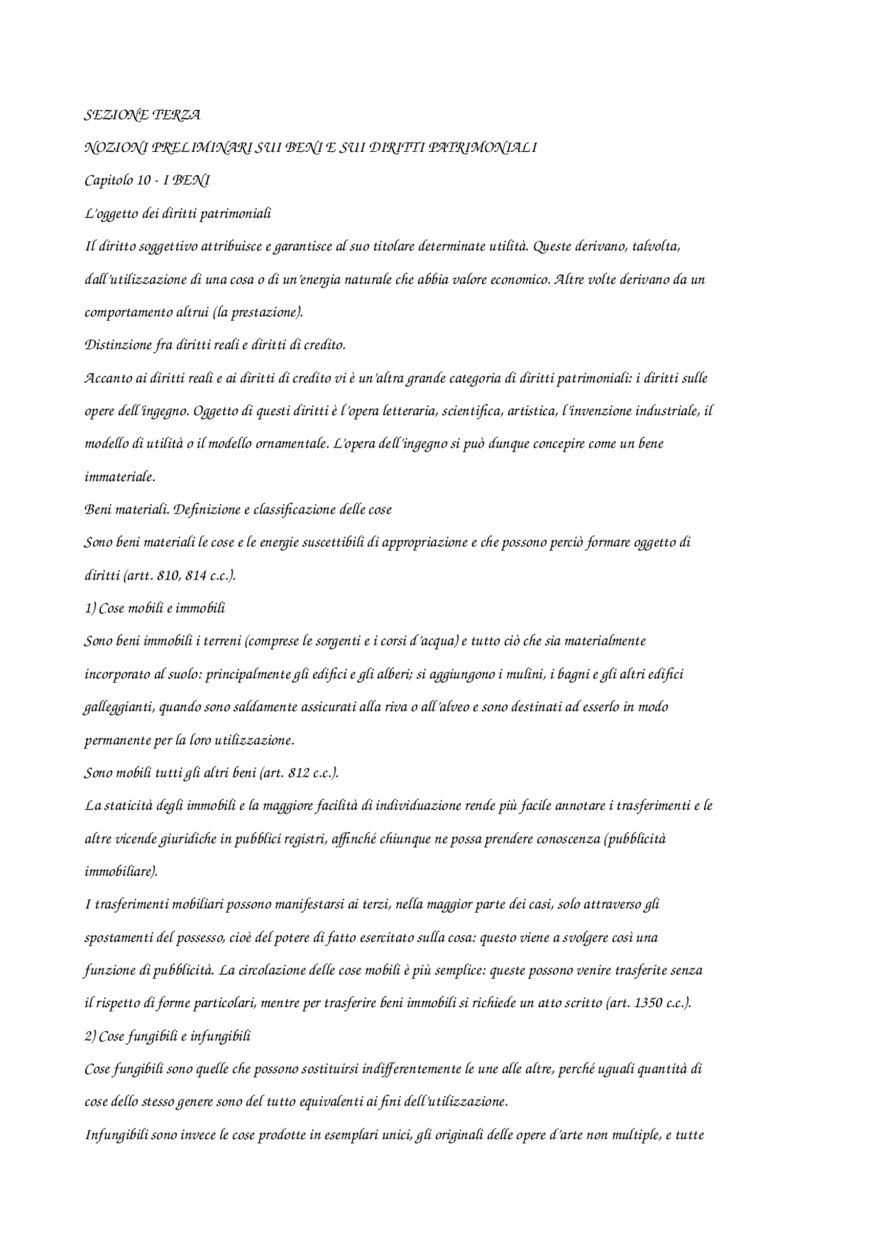 Beni E Diritti Patrimoniali Diritto Privato Appunti Di Diritto