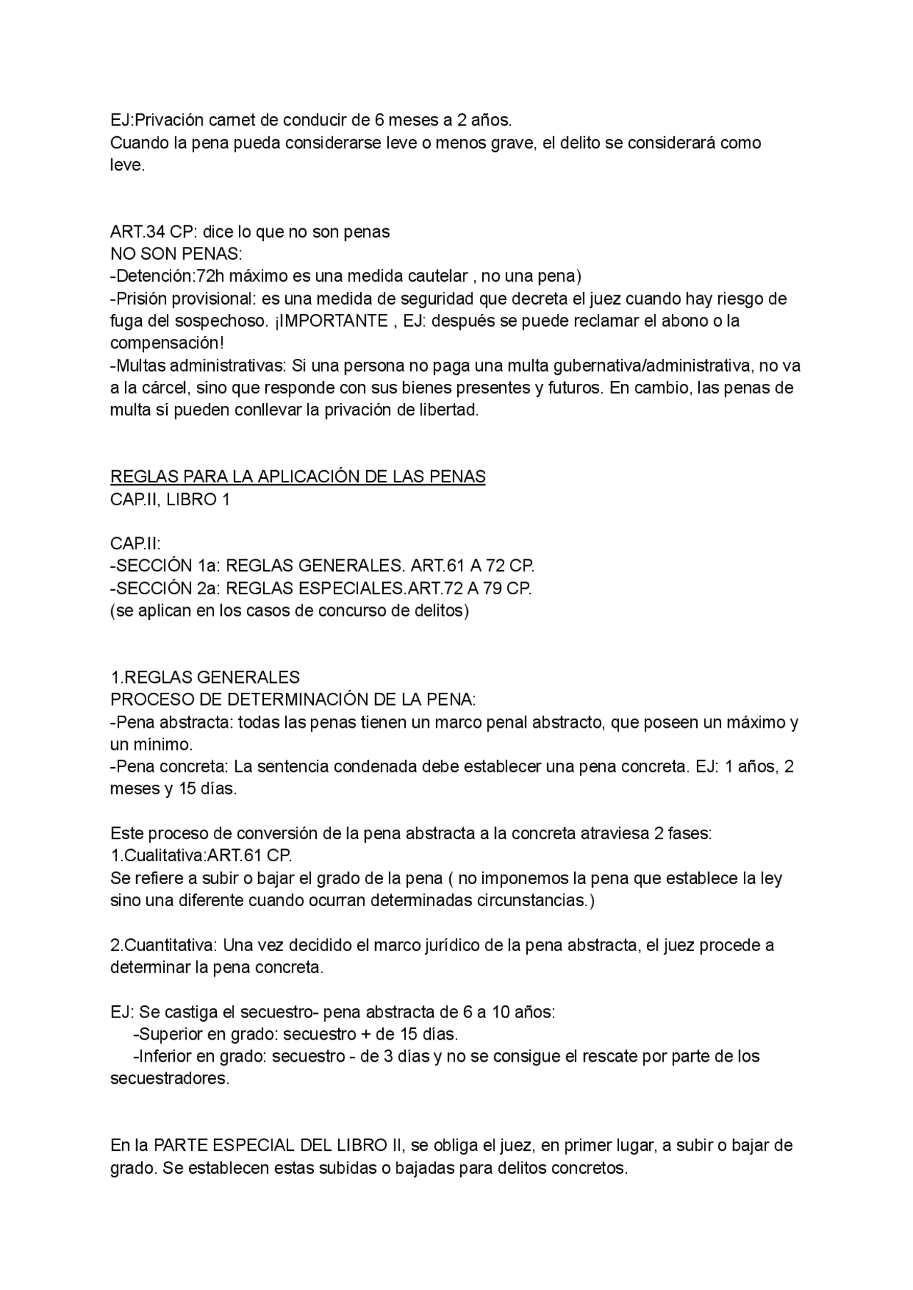 TEORÍA CALCULAR UNA PENA | Esquemas y mapas conceptuales de Derecho Penal | Docsity