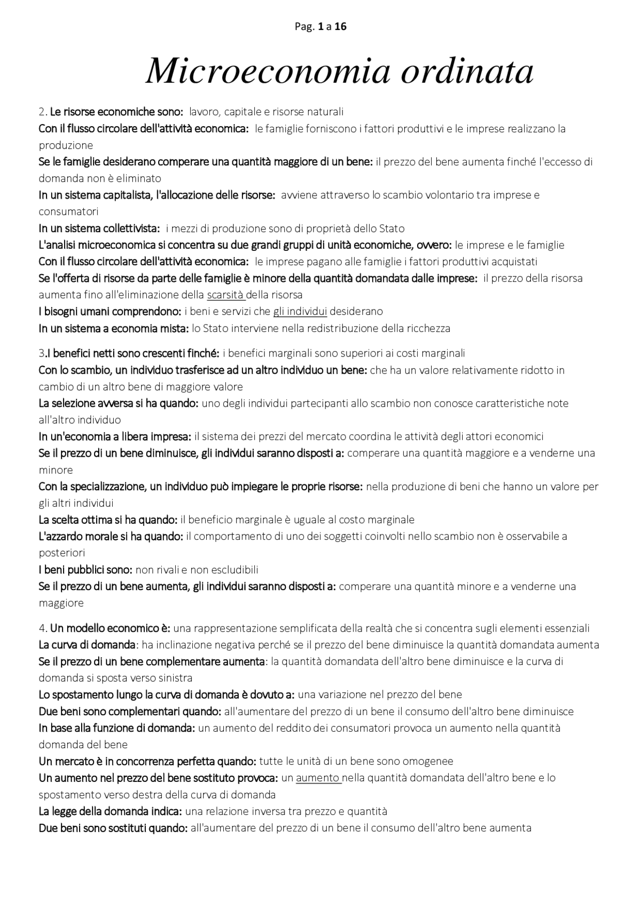 Microeconomia Ordinata L36 Scienze Politiche Mercatorum Prove Desame