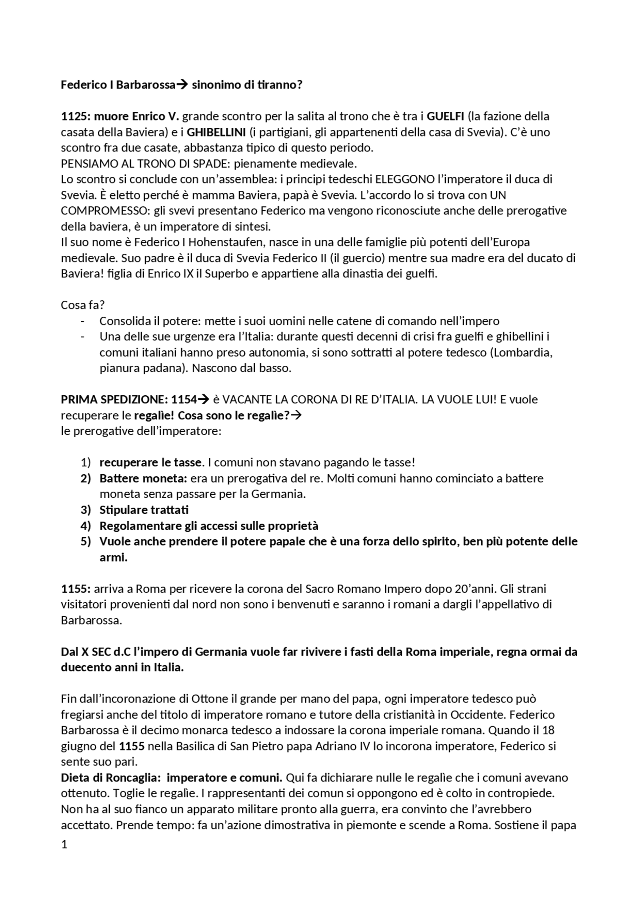 Federico I Barbarossa Appunti Di Storia Docsity