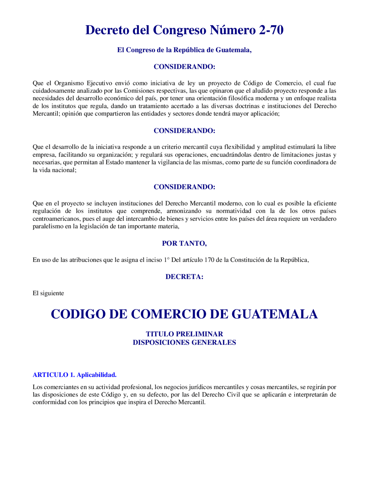 Codigo de comercio decreto 2-70 | Guías, Proyectos, Investigaciones de ...