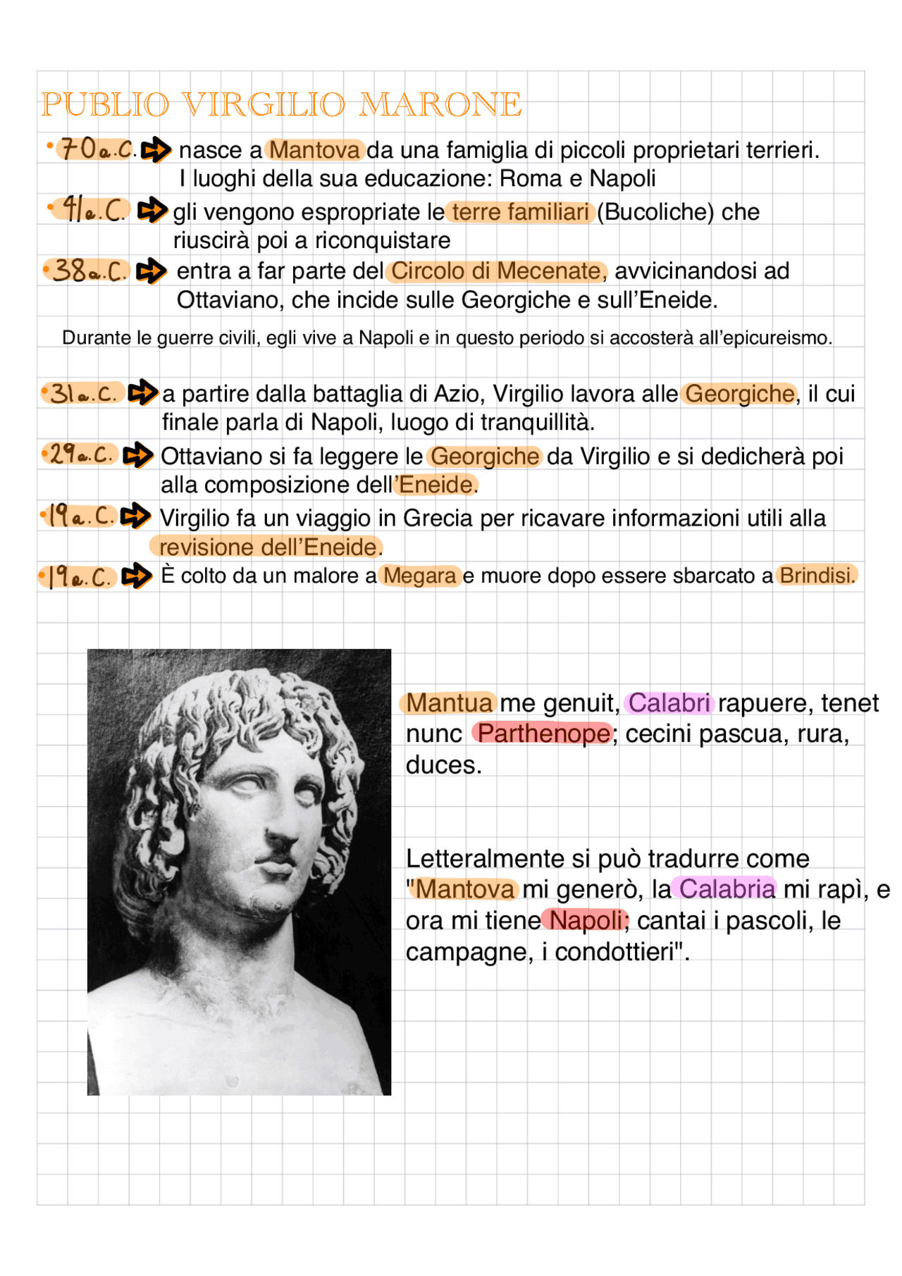 La vita e le opere di Publio Virgilio Marone | Appunti di Latino | Docsity