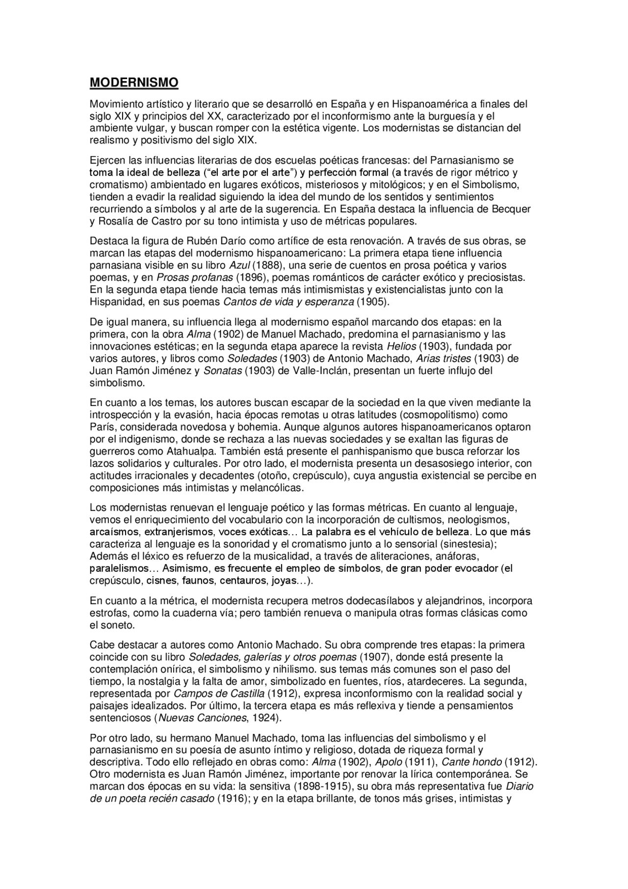 Modernismo en España e Hispanoamérica | Resúmenes de Lengua y ...