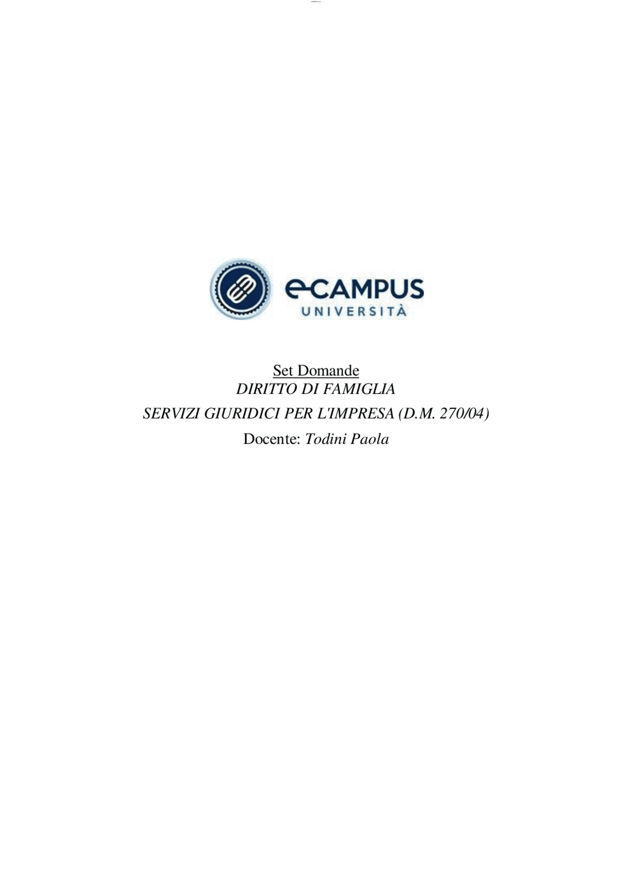 Risposte Chiuse Completo Diritto Di Famiglia Prof Todini Paola