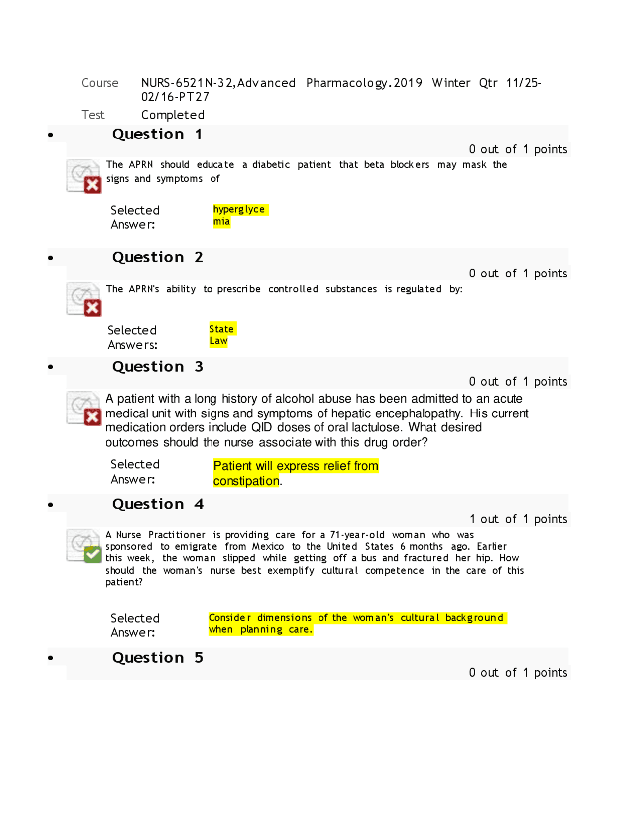 Nurs 6521 Midterm Exam Quizzes Nursing Docsity