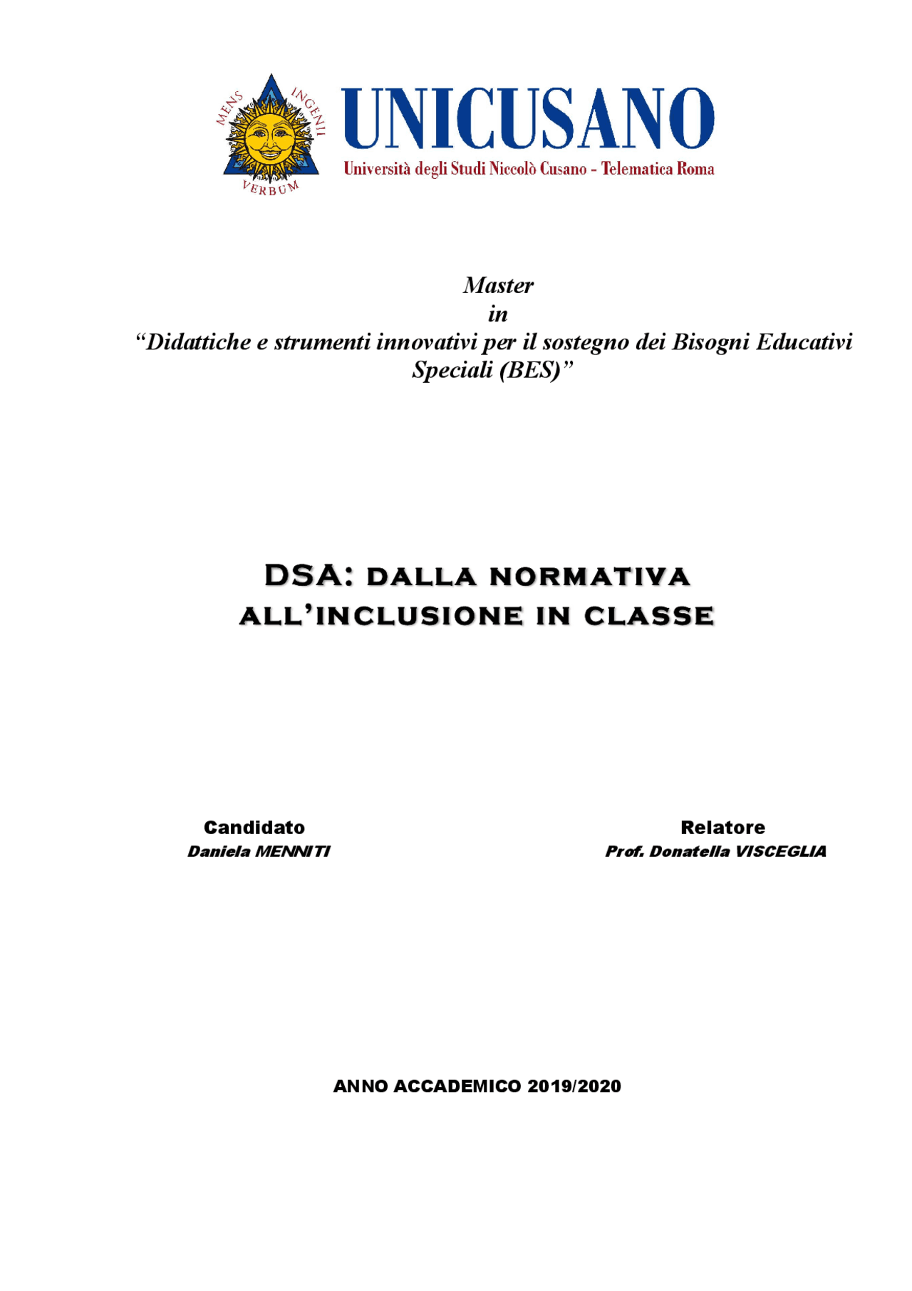 TESI MASTER "DSA: dalla normativa all’inclusione in classe" | Tesine ...