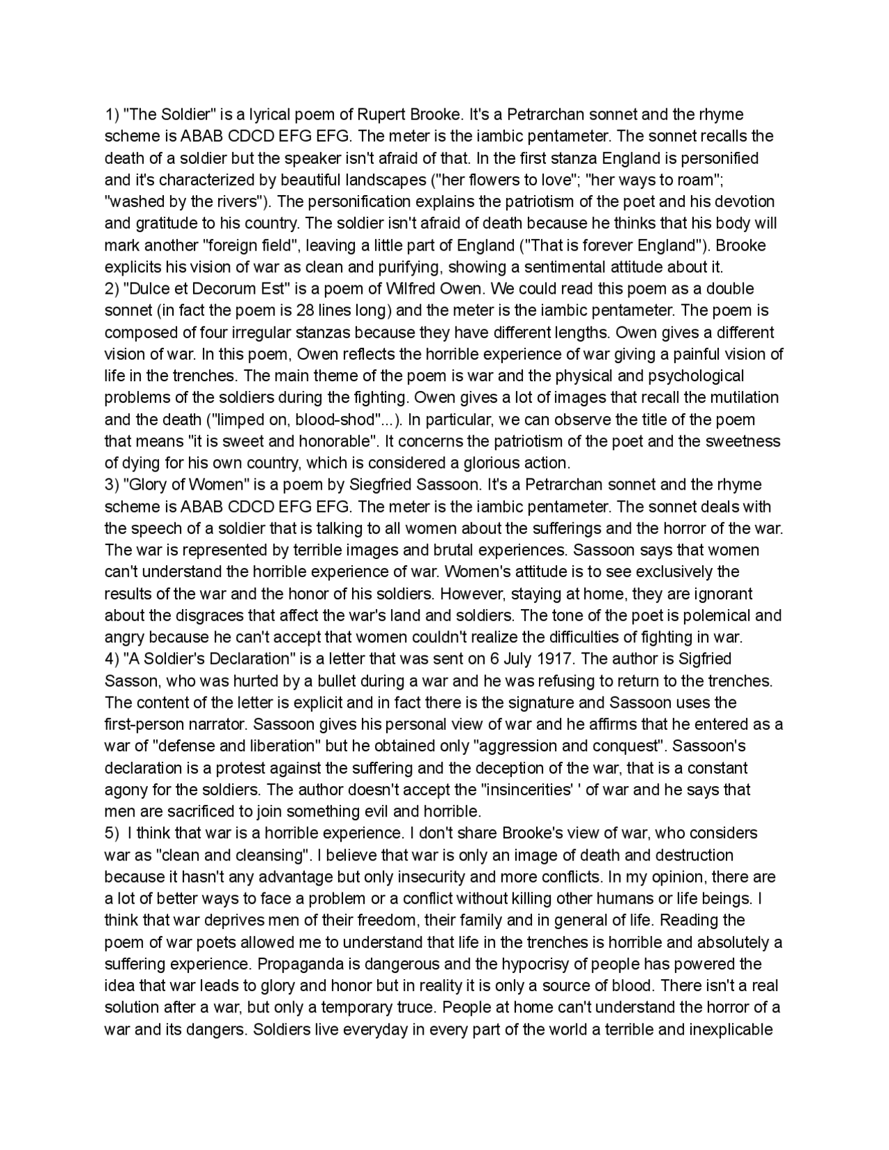 Poem "The Soldier" of Rupert Brooke (answers) | Esercizi di Inglese ...
