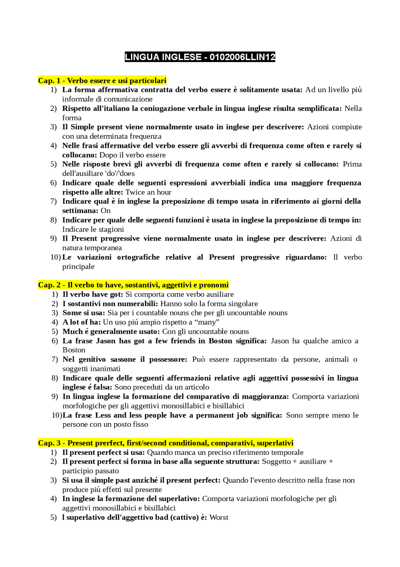 Lingua Inglese L 10 Pegaso Prove Desame Di Lingua Inglese Docsity