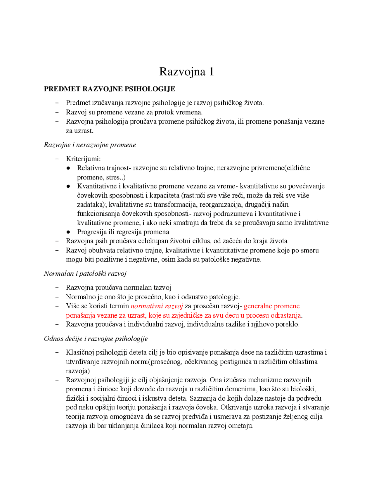 Razvojna Psihologija Rezime Predlog Psihologija Docsity