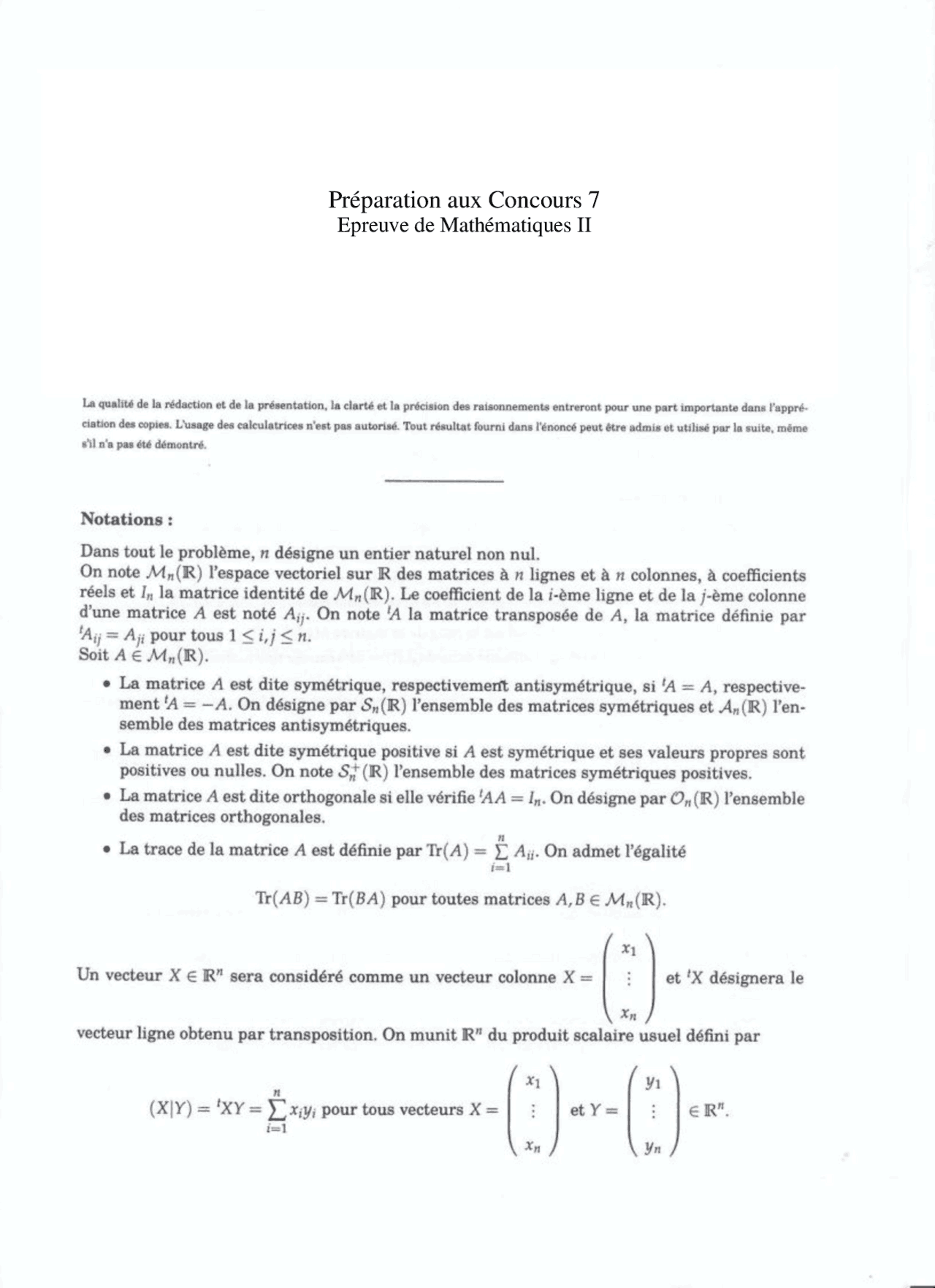 Preparation des concours cpge 2 | Exams Mathematics | Docsity