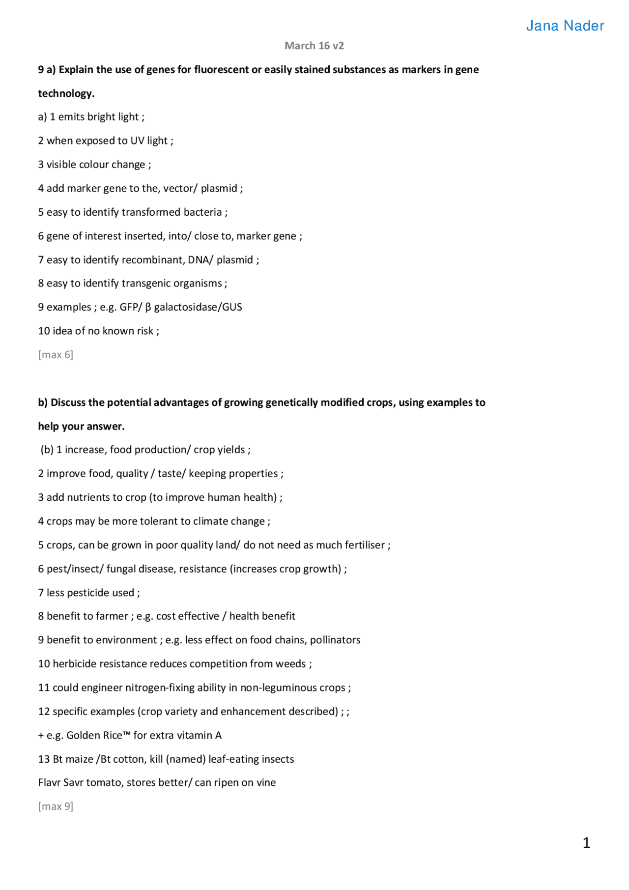 A2 biology paper 4 Cambridge IGCSE's answered essay questions from 2016 ...