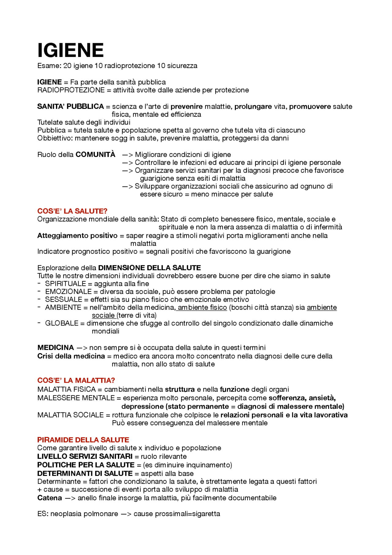 Igiene Prevenzione E Sicurezza Appunti Di Infermieristica Docsity