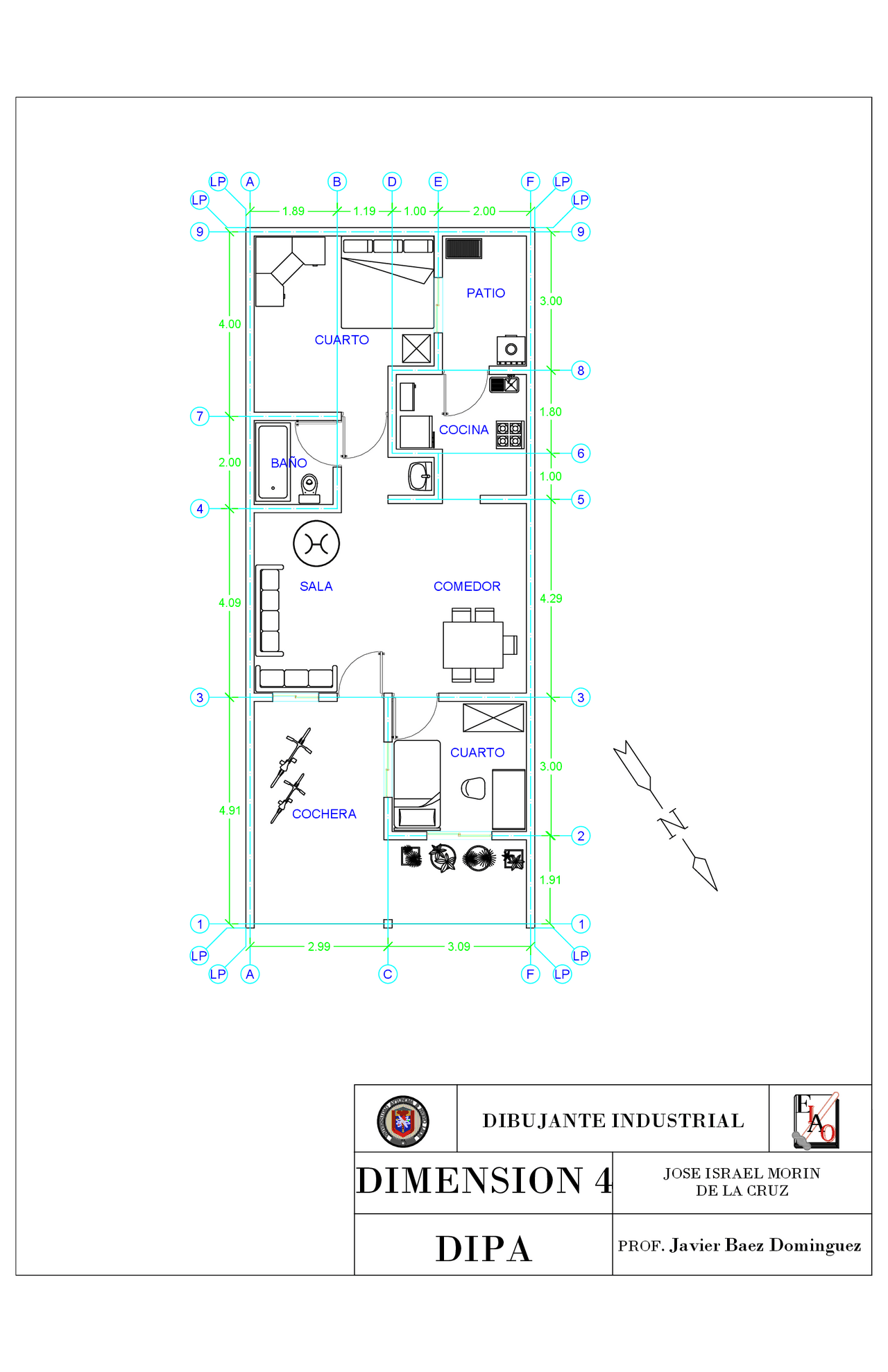 Plano de una casa... | Diapositivas de Dibujo técnico | Docsity