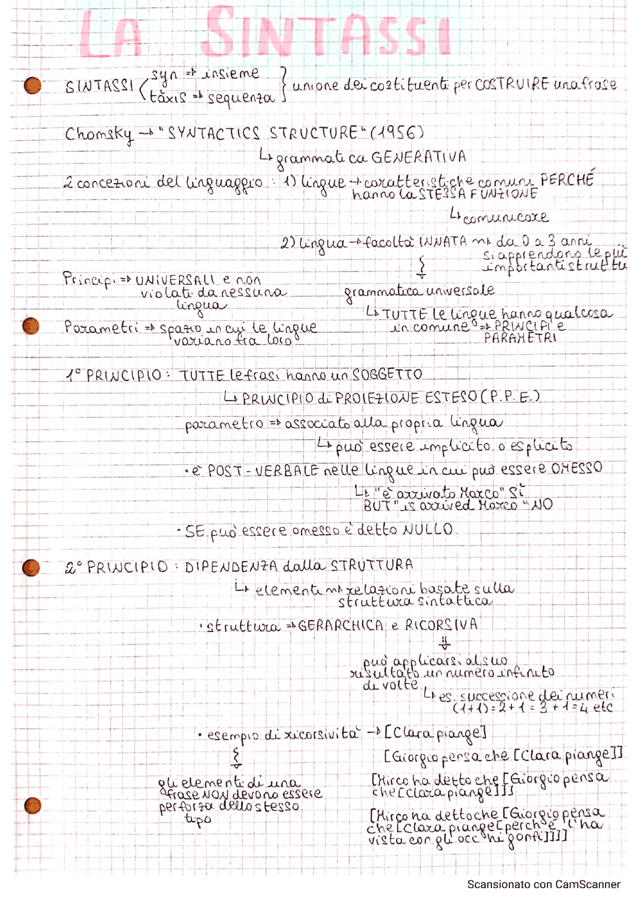 La Sintassi, Mara Frascarelli | Appunti di Linguistica Generale | Docsity