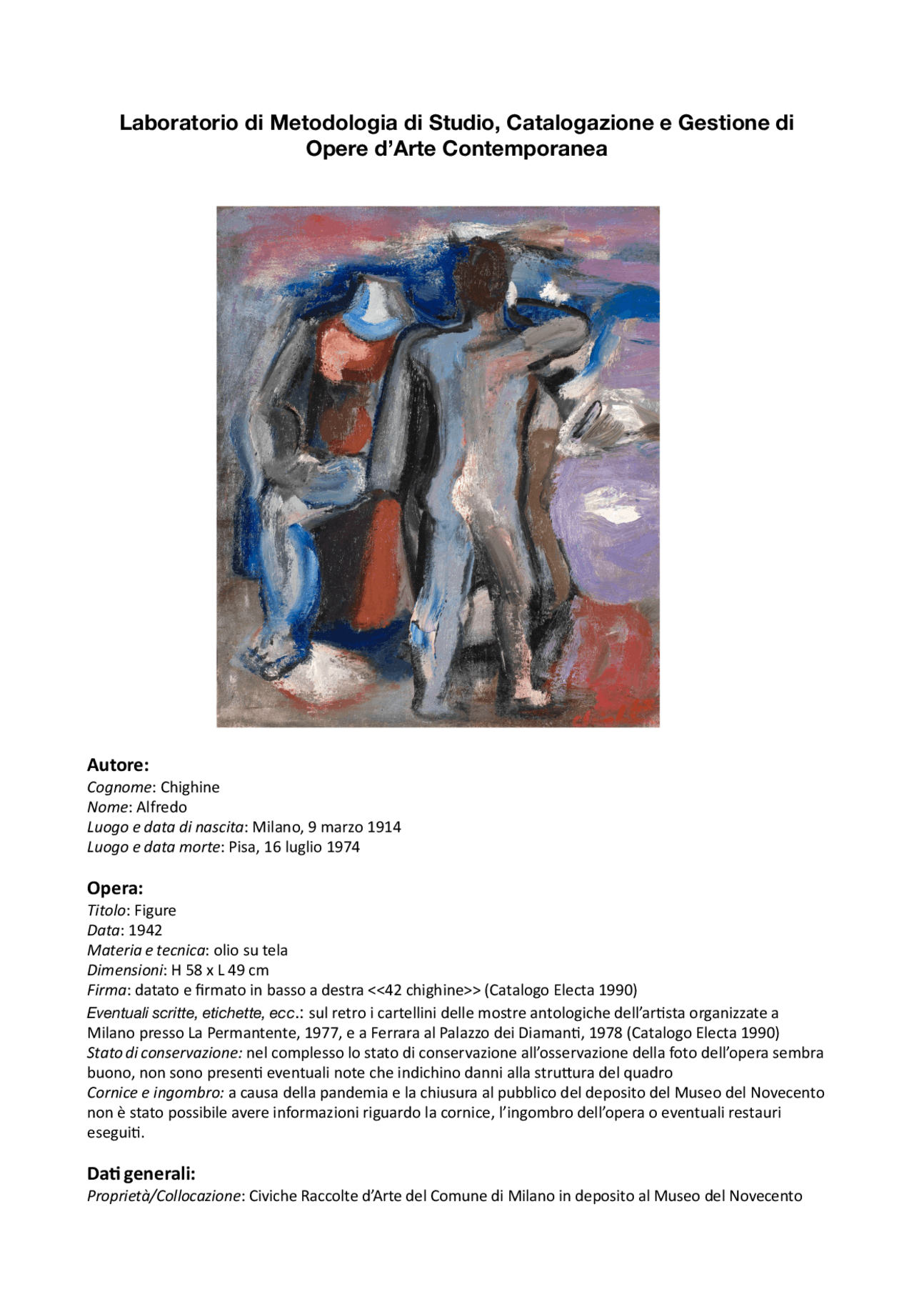 Scheda di opera d’arte di gestione e catalogazione delle opere d’arte ...