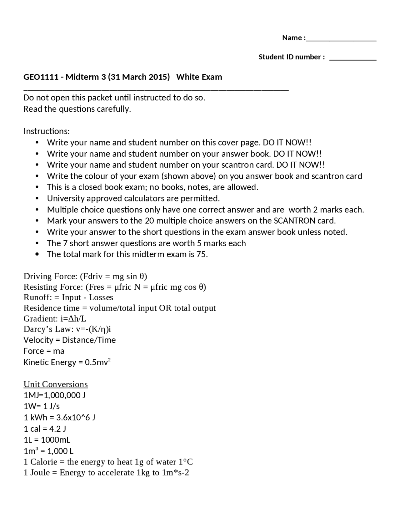 Cheatsheet Geology For Exam Cheat Sheet Geology Docsity