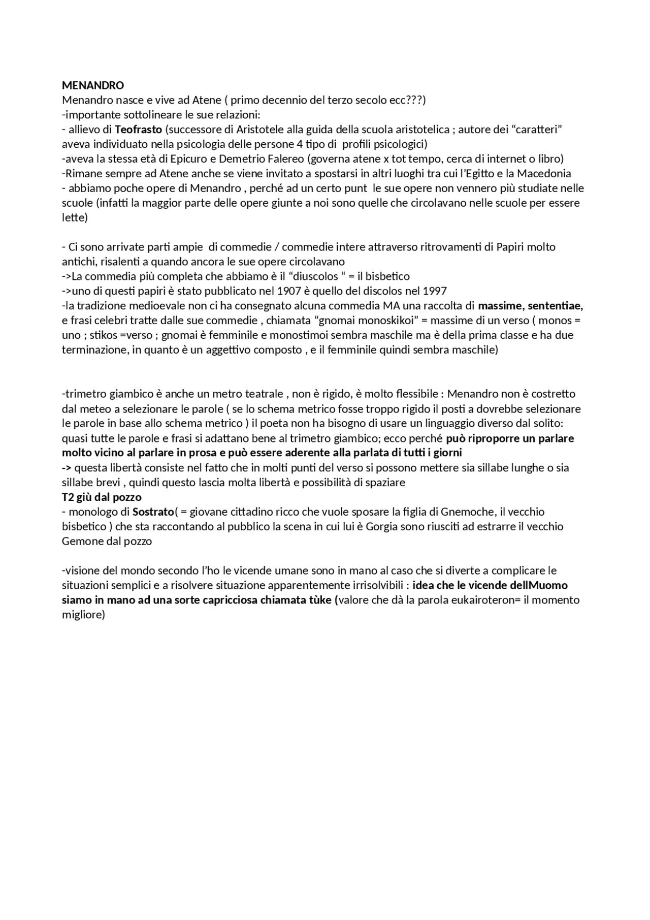 Menandro Vita E Opere Appunti Di Greco Docsity