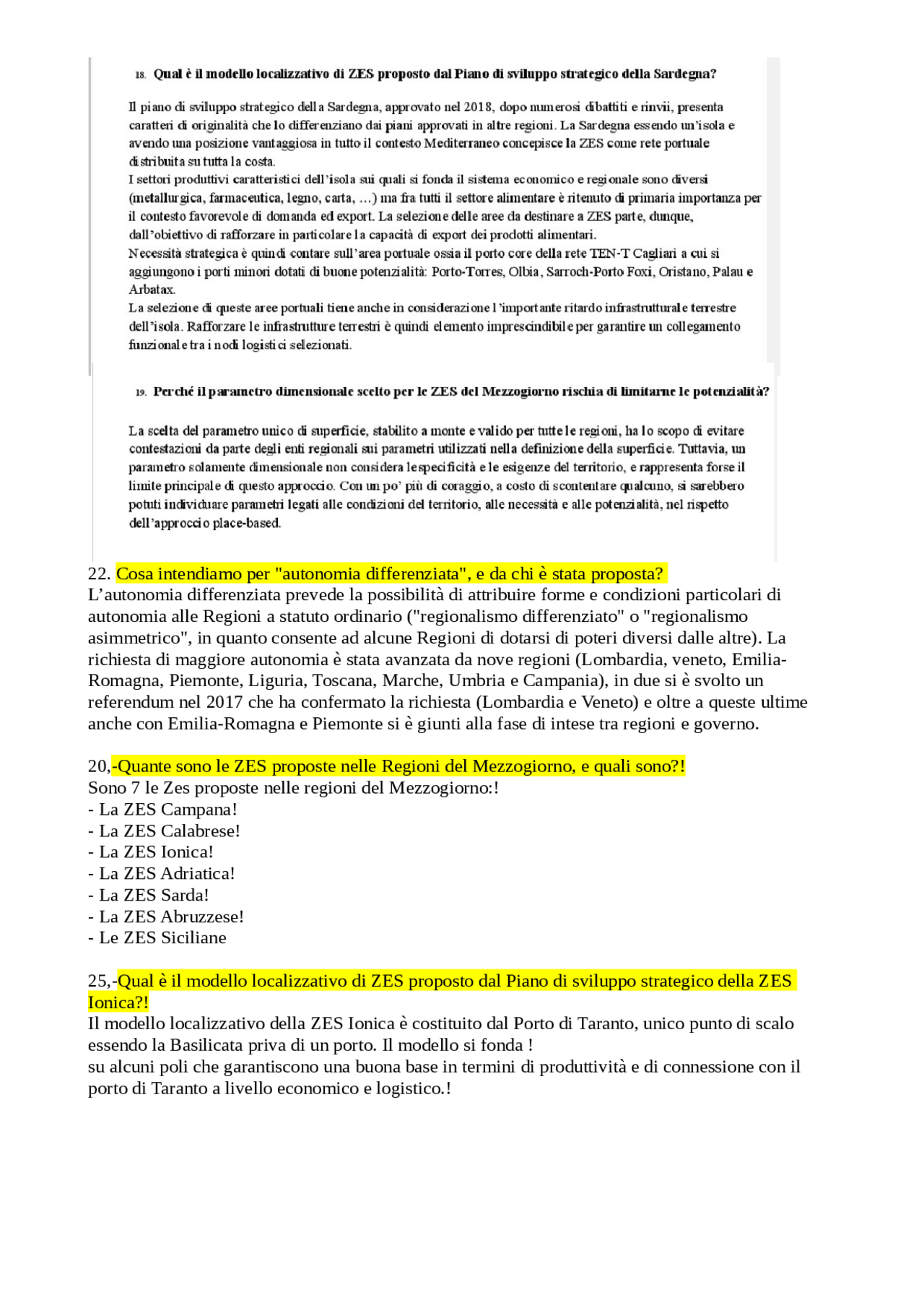 Risposte aperte Geografia Pigliucci | Schemi e mappe concettuali di Geografia | Docsity