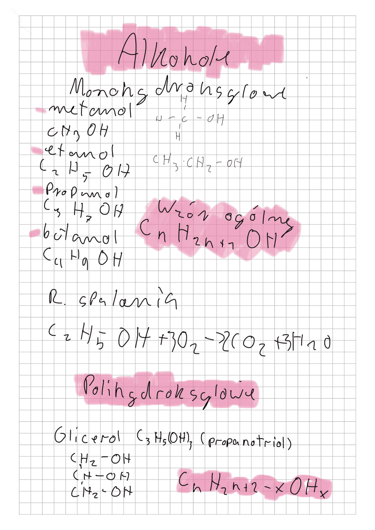 Alkohole-podstawy, właściwości, zastosowania | Notatki Chemia | Docsity