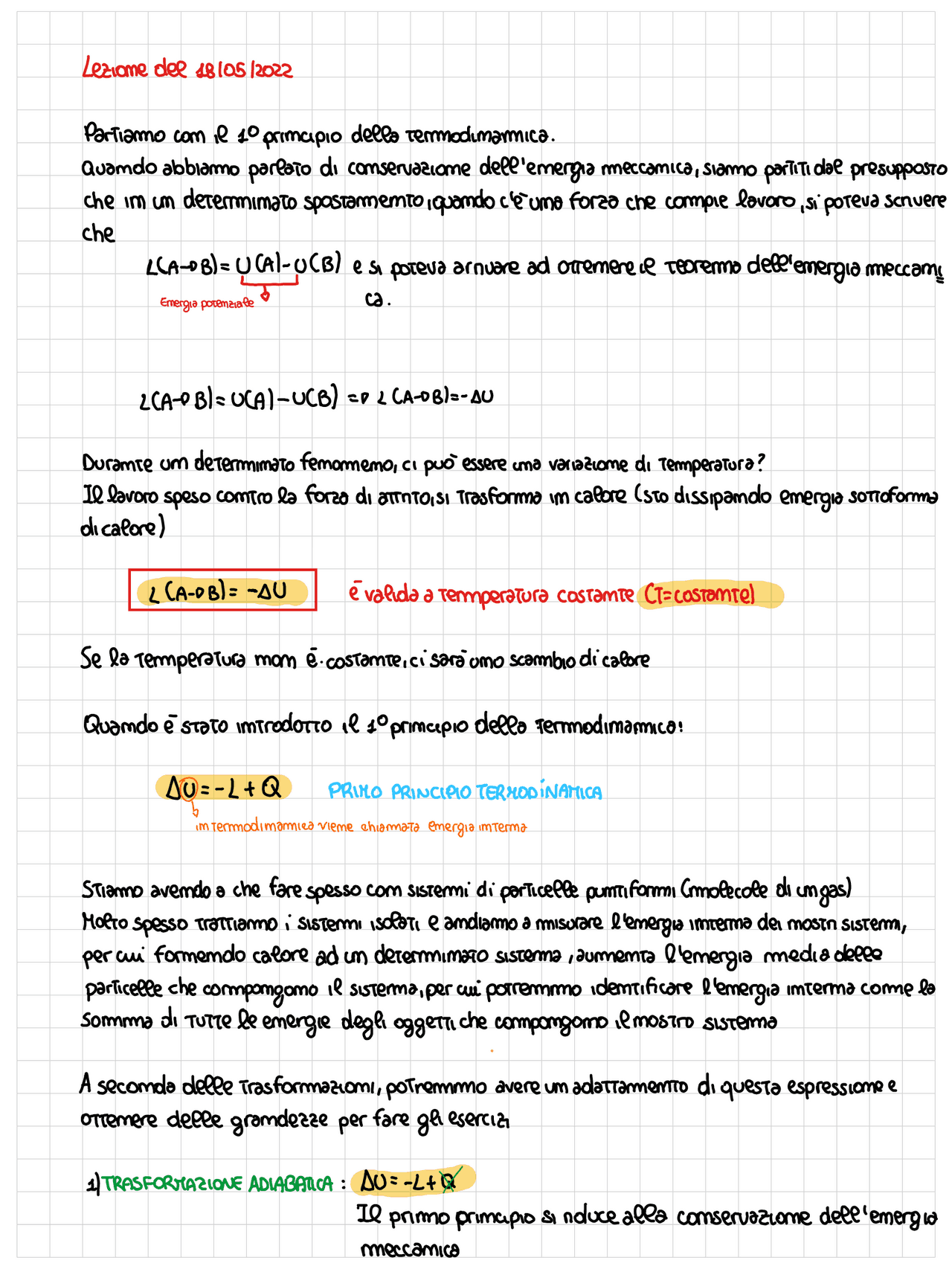 Termodinamica : Trasformazioni adiabatica, isoterma, isocora | Appunti ...