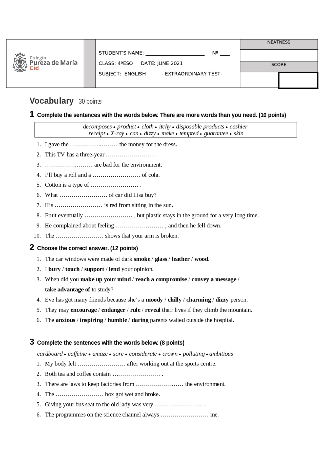 Práctica Extra De Ejercicios De Gramática Ejercicios De Inglés Docsity