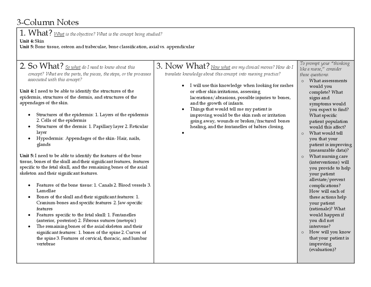 3 column notes galen pathway to success | Study Guides, Projects ...