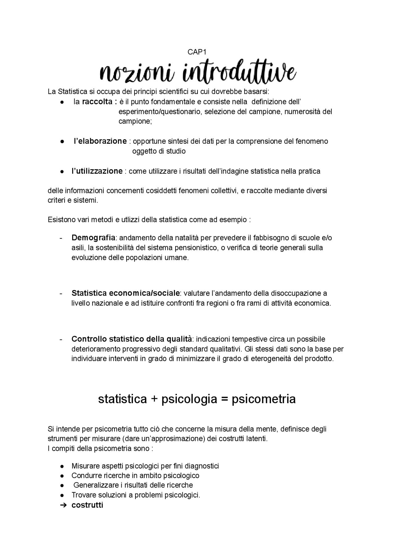Appunti Statistica 1 Parziali Appunti Di Statistica Docsity
