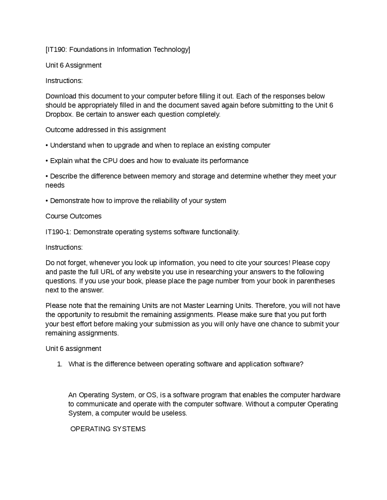 It 190 Unit6assignment Completed Exams Computer Science Docsity